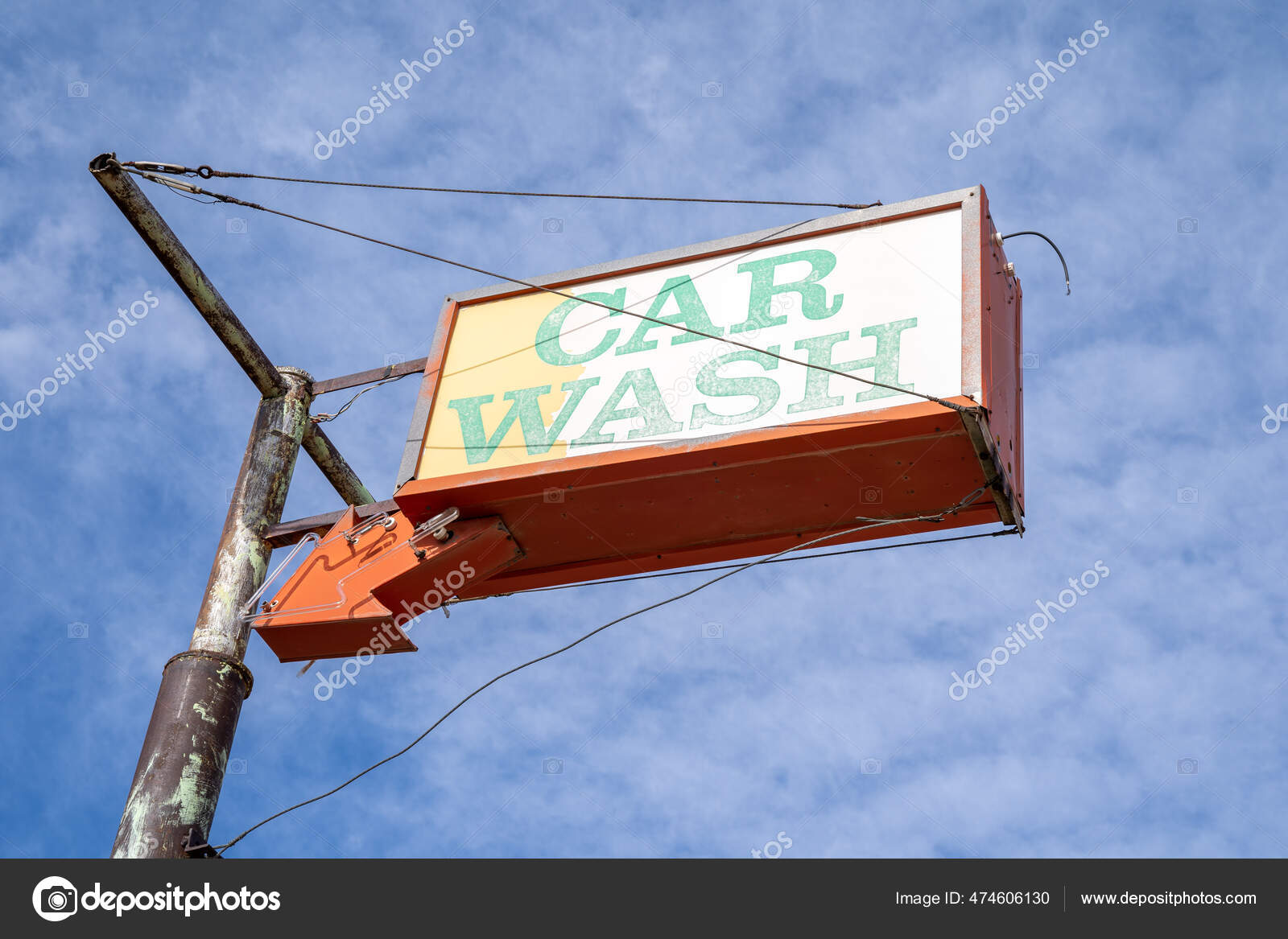 Old Rusty Neon Sign Generic Car Wash Taken Old Route — Stock Photo ...