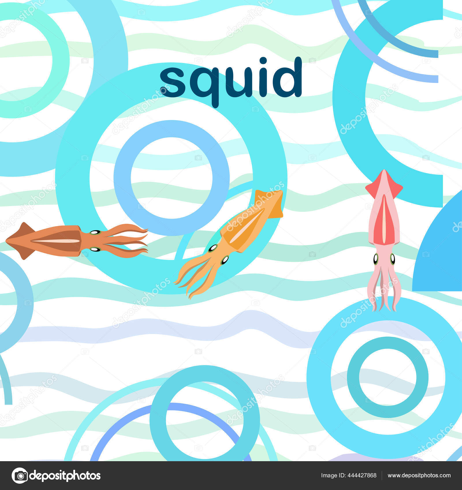 Squid Fresh Seafood Vector Background Stock Vector Image by ...