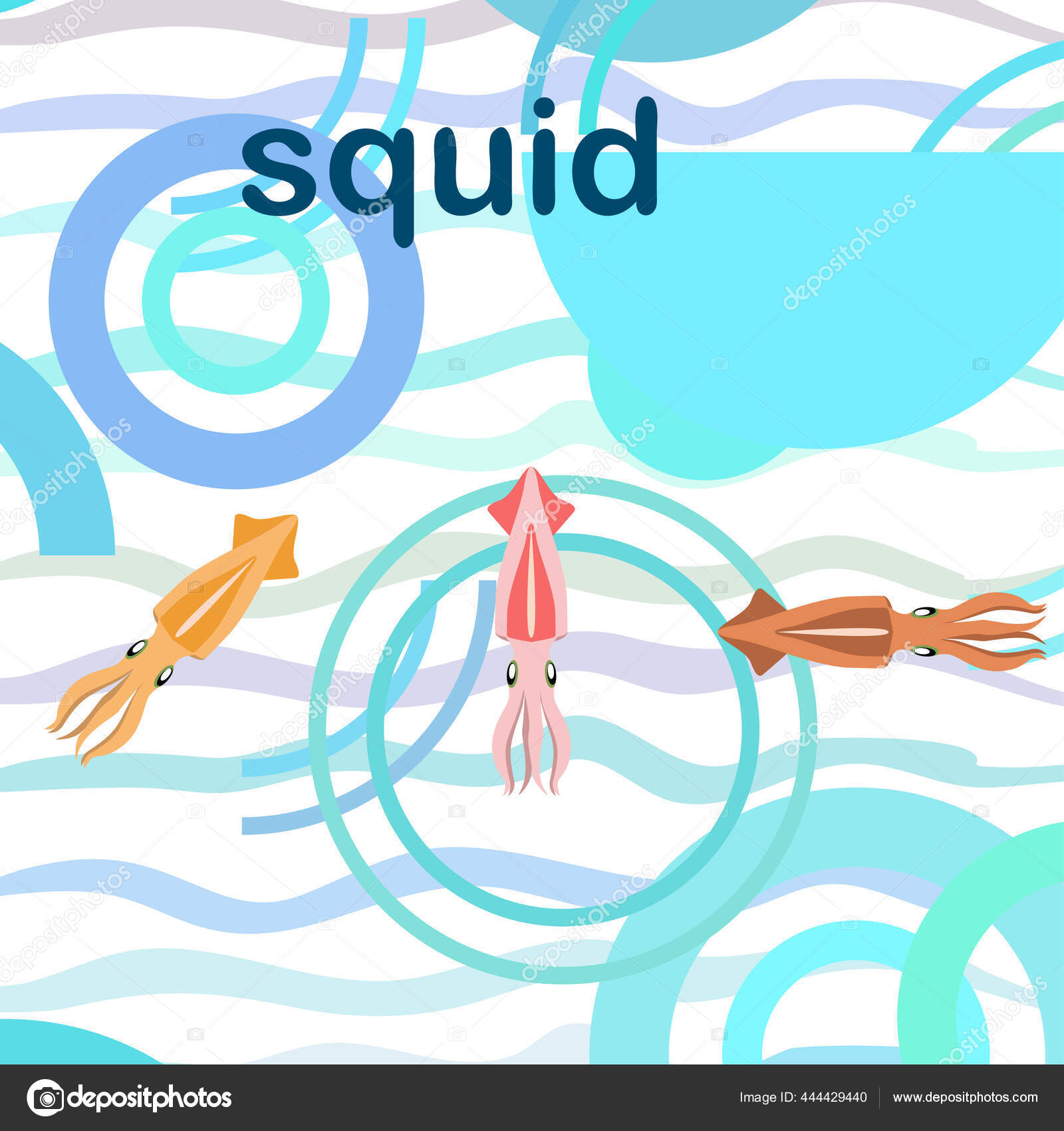 Calamares Mariscos Frescos Vector Fondo Vector de stock por ...