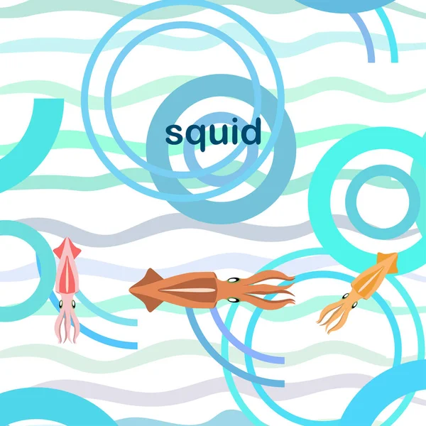 Calamares Mariscos Frescos Vector Fondo Vector de stock por ...