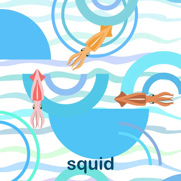 Squid fresh seafood. Vector backgroung. Food and restaurant design ...