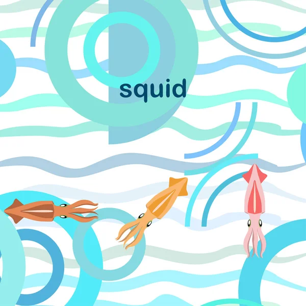 Calamares Mariscos Frescos Vector Fondo Vector de stock por ...