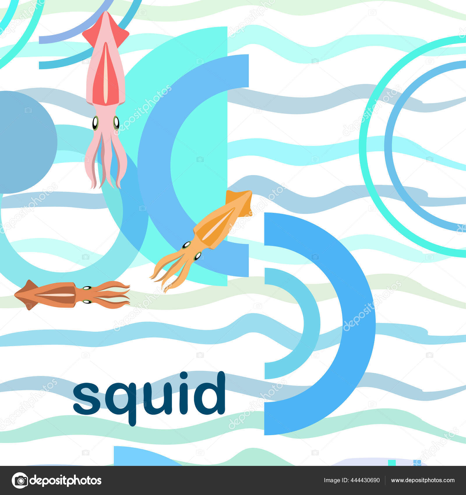 Calamares Mariscos Frescos Vector Fondo Vector de stock por ...