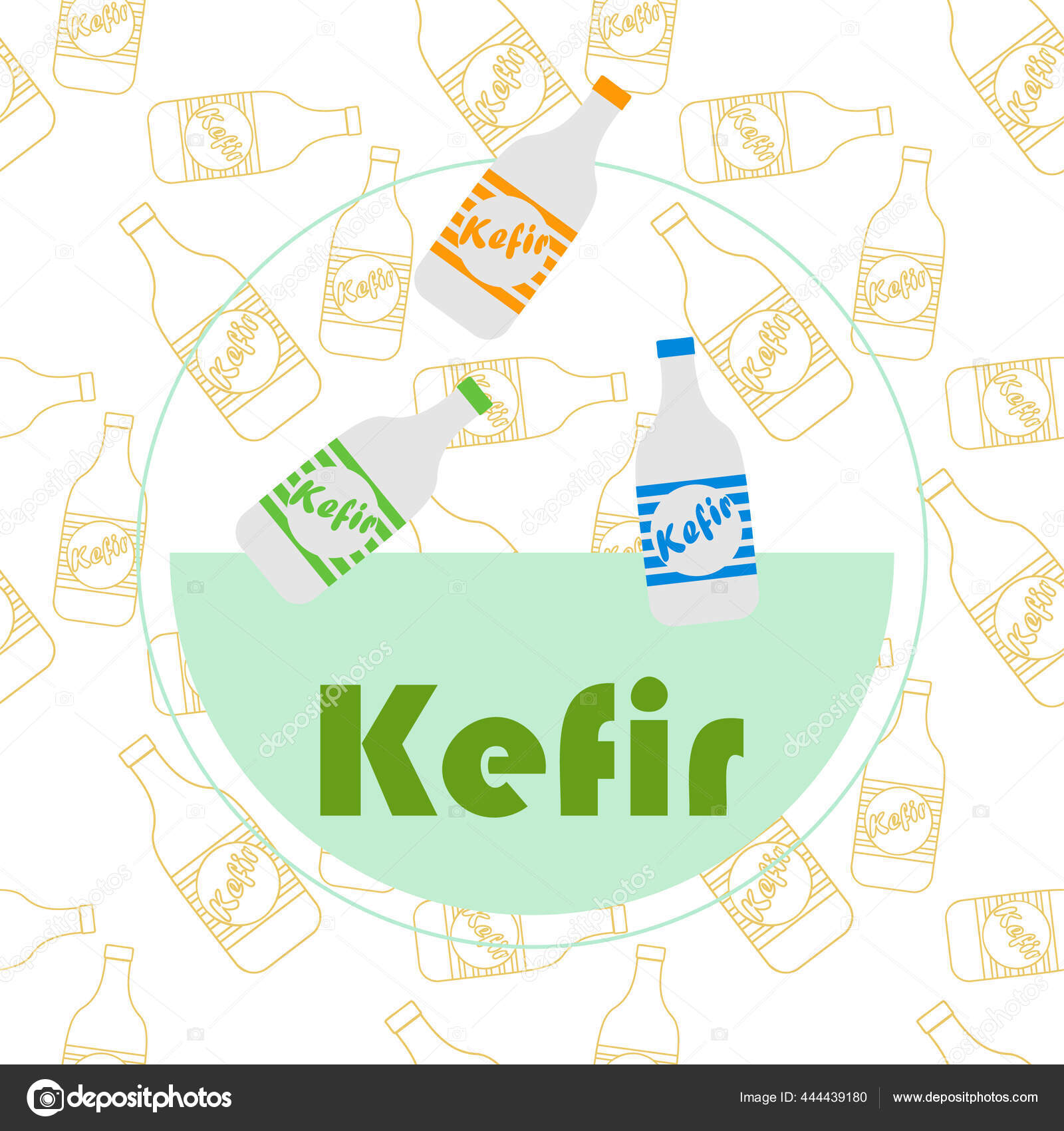 Vector Illustration Kefir Bottles Background Stock Vector Image by ...