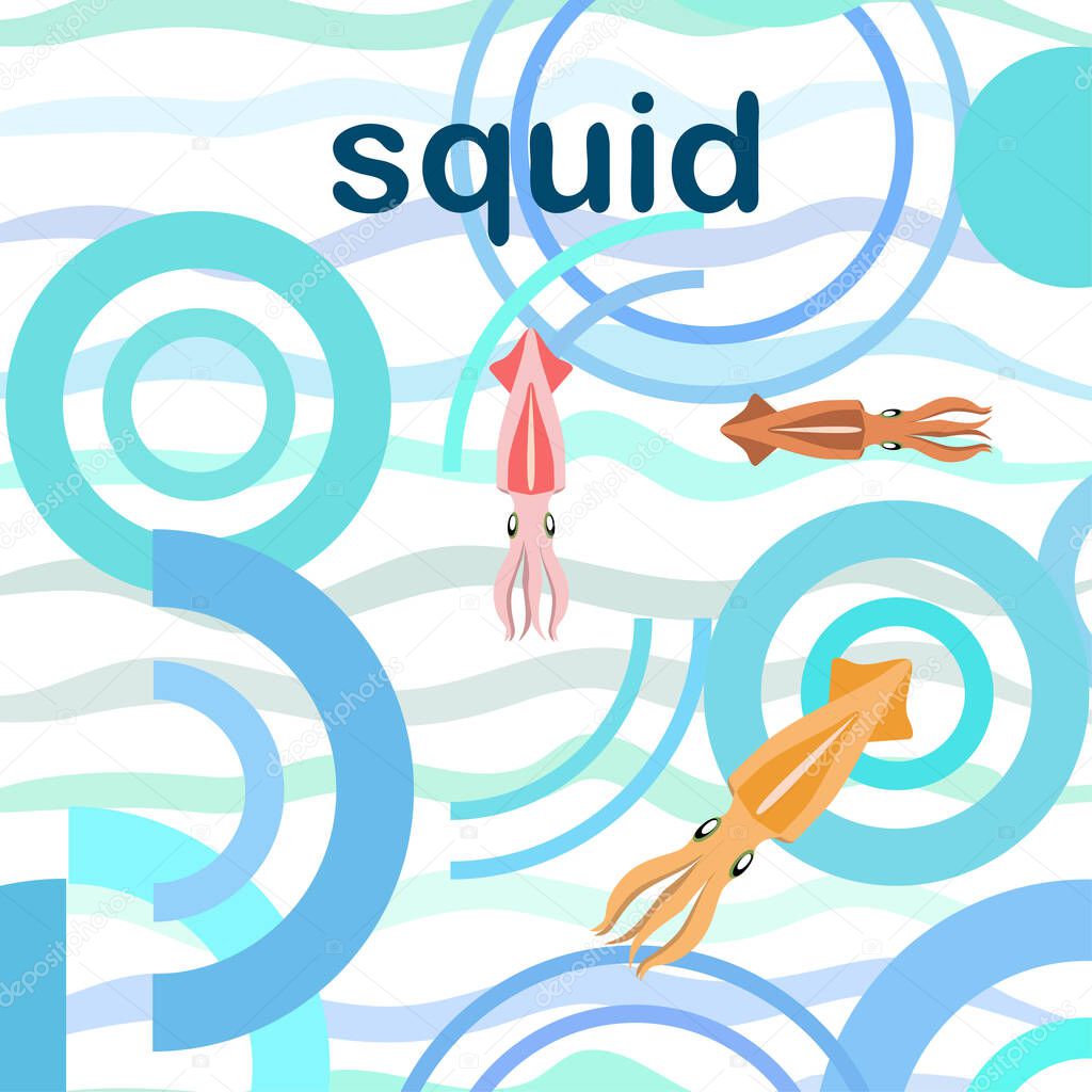 Calamares Mariscos Frescos Vector Fondo Vector de stock por ...