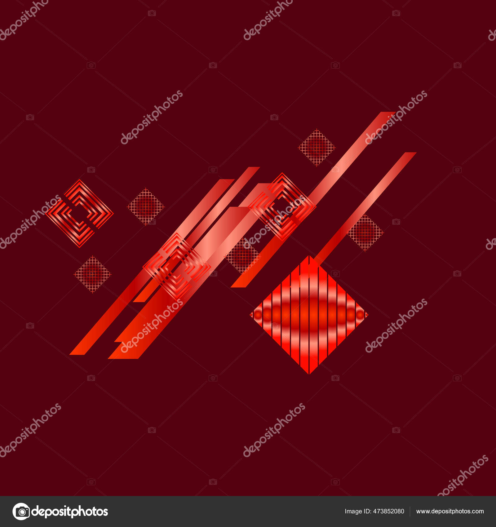 Rombo Rojo Sobre Fondo Rojo Ilustración Vectorial Vector de stock ...