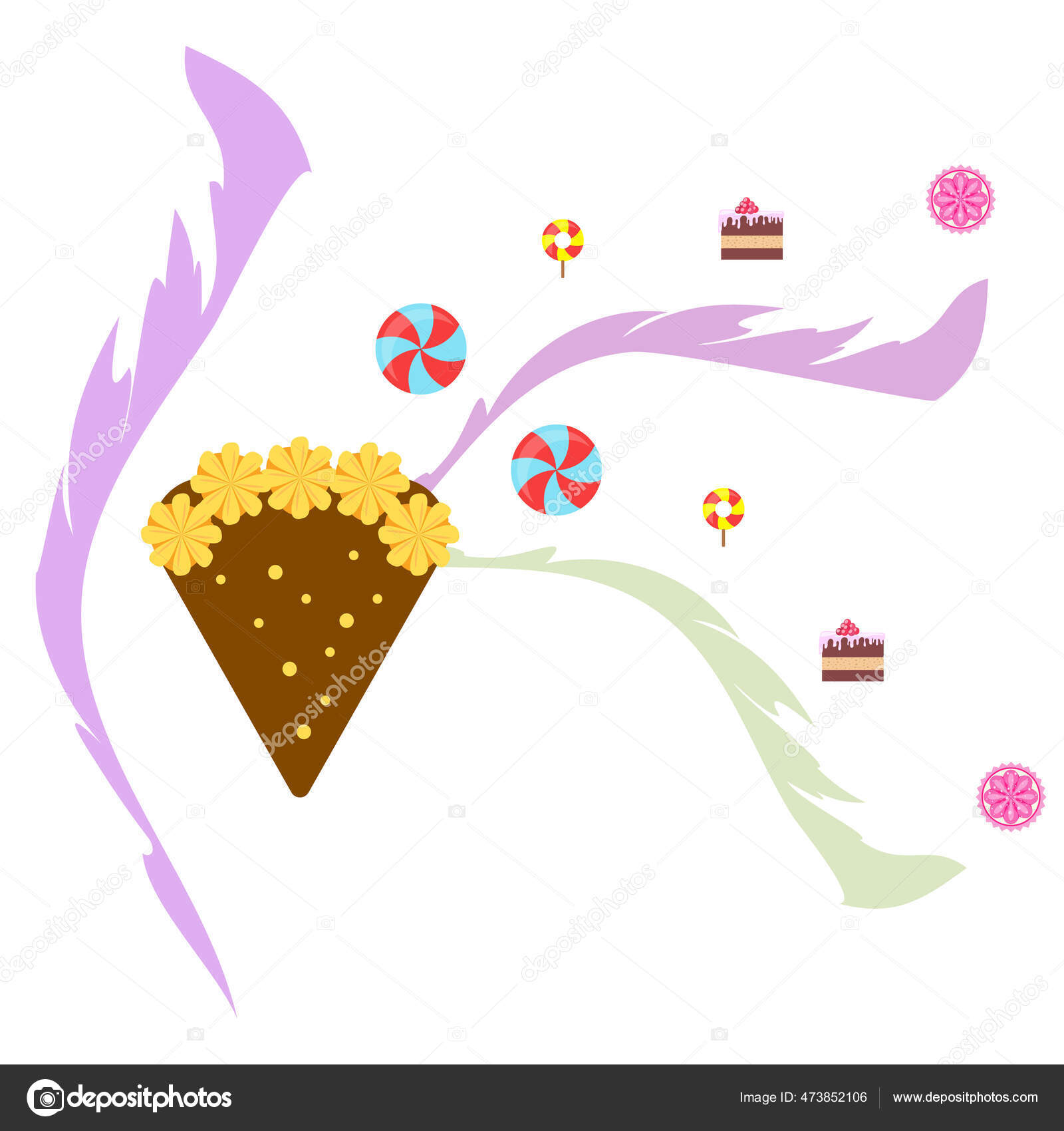 Home Bakery Vector Illustration Birthday Cake Capcake Sweets Design ...