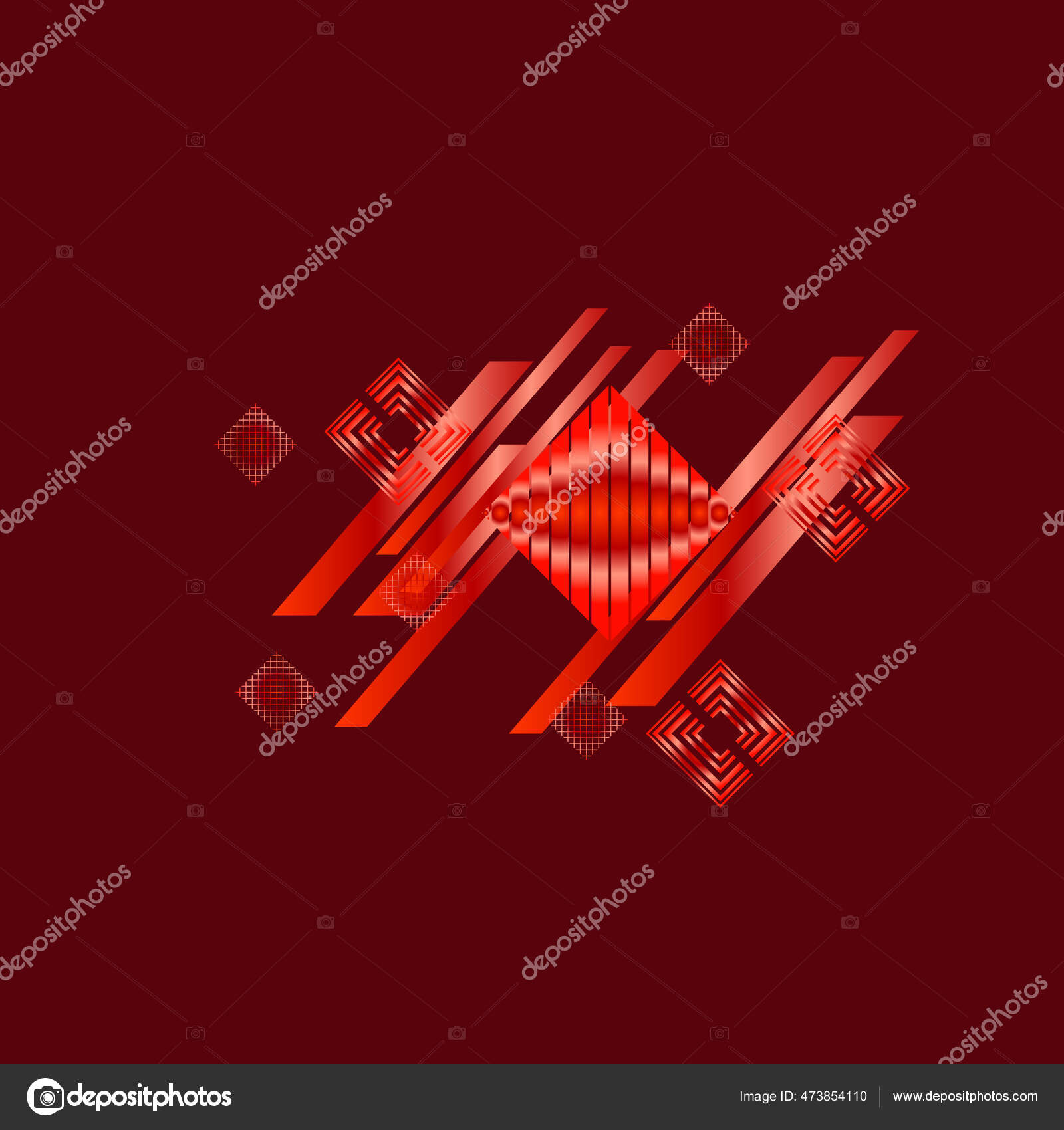 Rombo Rojo Sobre Fondo Rojo Ilustración Vectorial Vector de stock ...