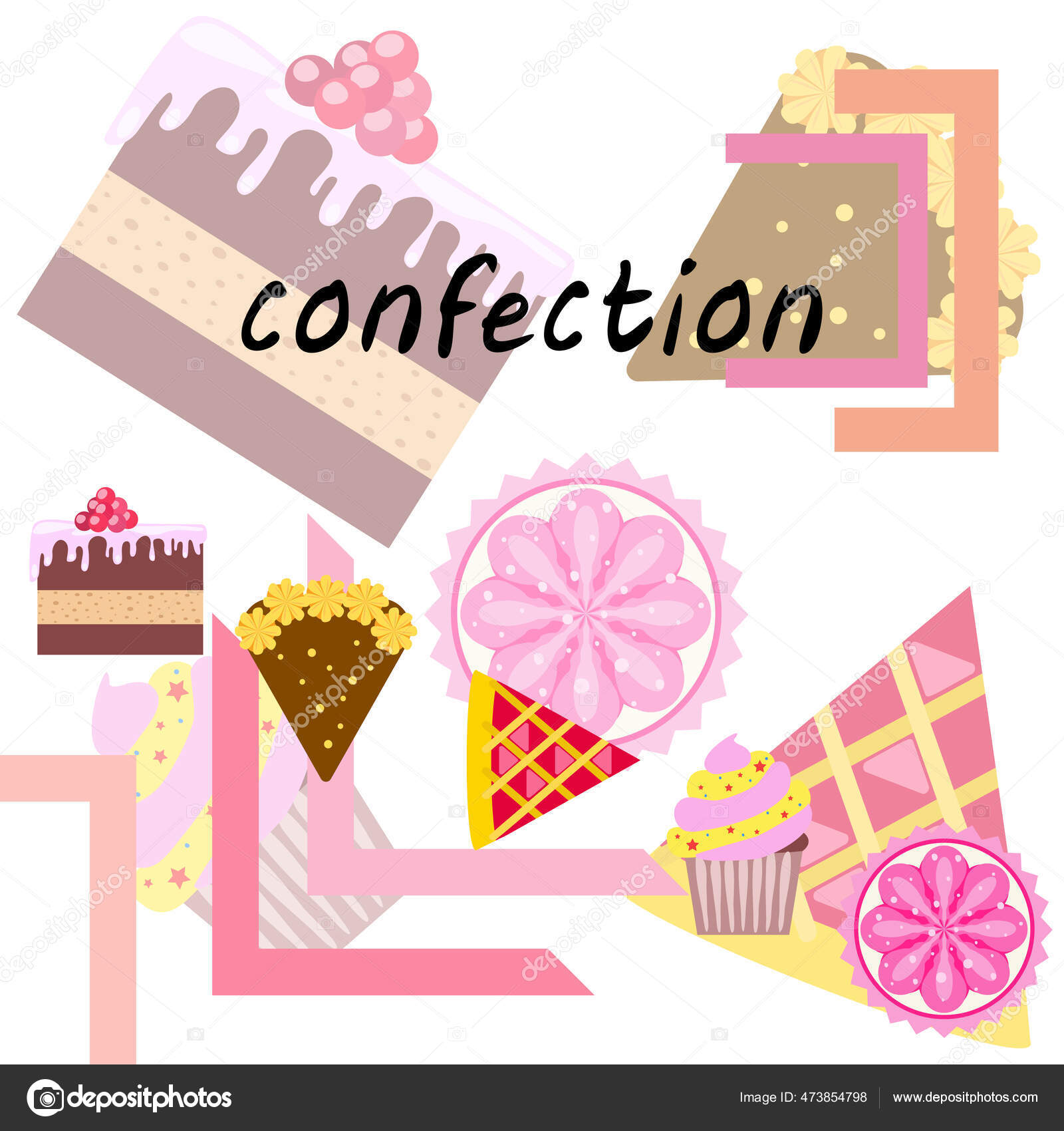 Confection Vector Set Cakes Cookies Illustration Stock Vector by ...