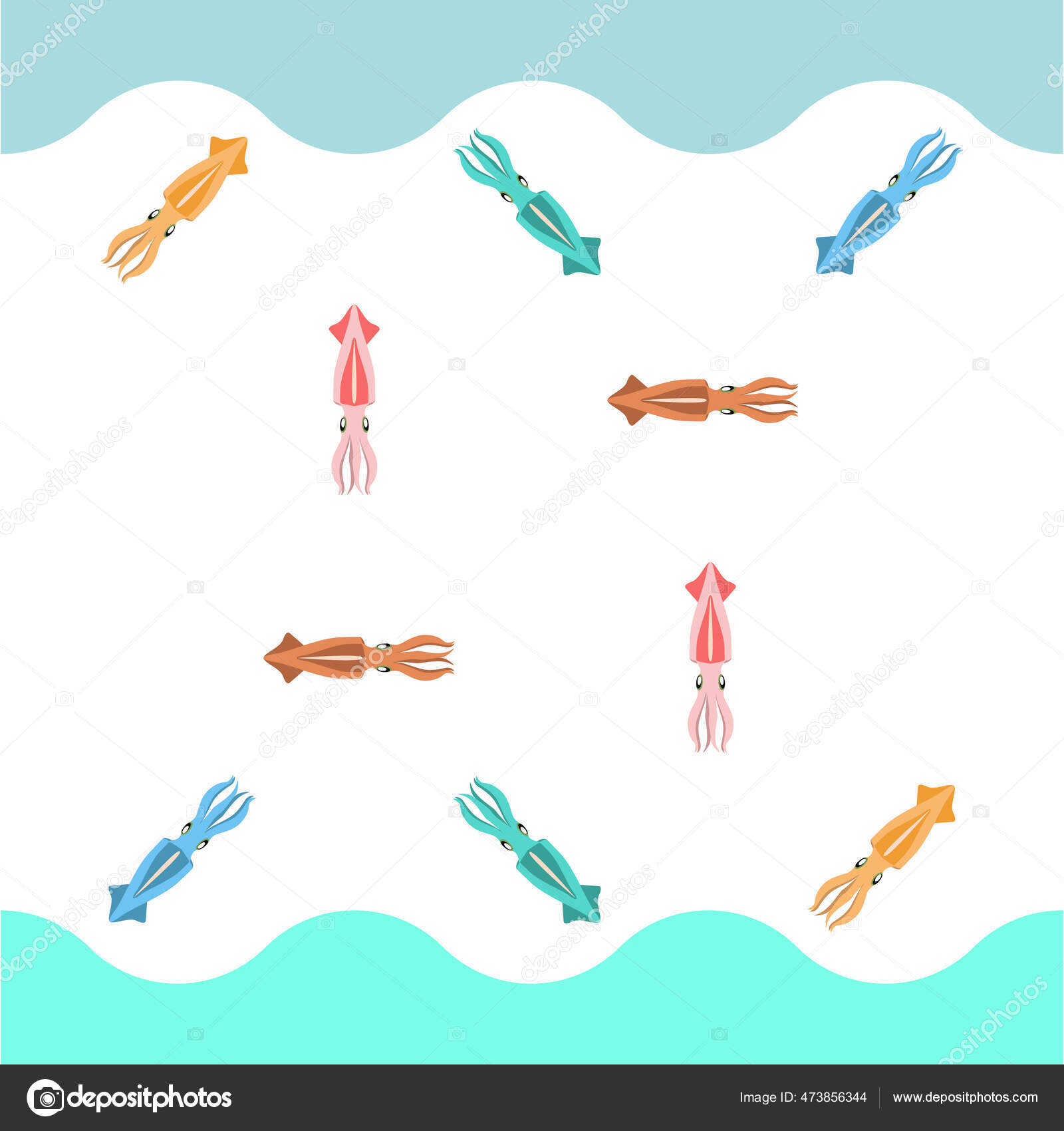 Squid Fresh Seafood Vector Backgroung Food Restaurant Design Stock ...