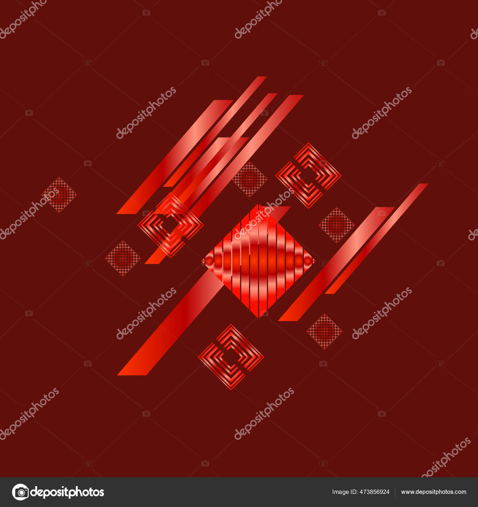 Rombo Rojo Sobre Fondo Rojo Ilustración Vectorial Vector de stock ...