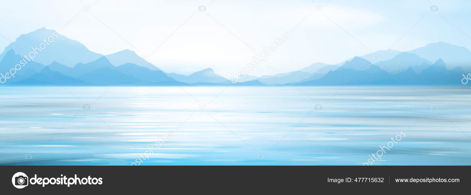 Vector Blue Sea Water Mountains Background Stock Vector by ©rvika 477715632