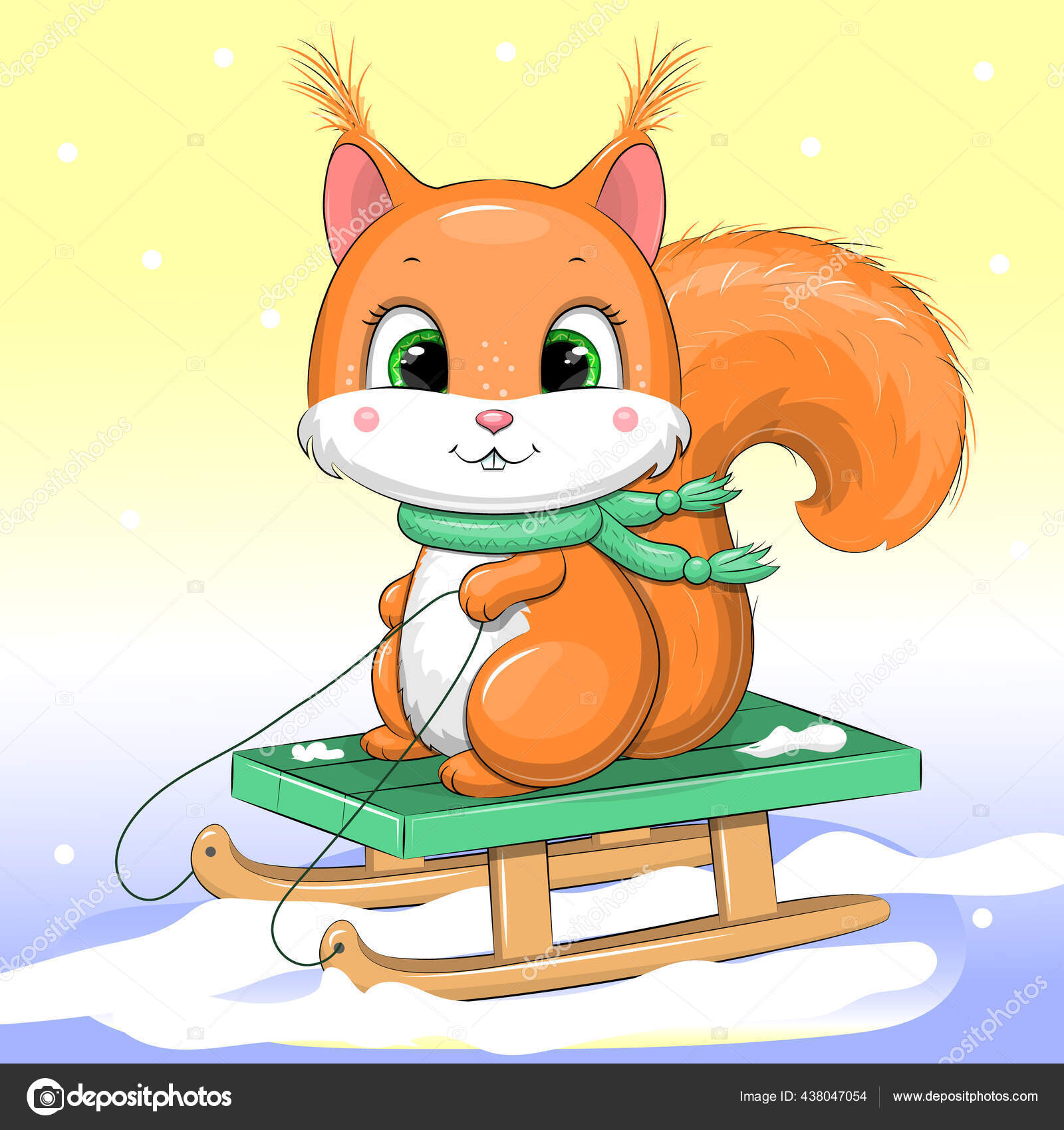 Animals On A Sled Clip Art