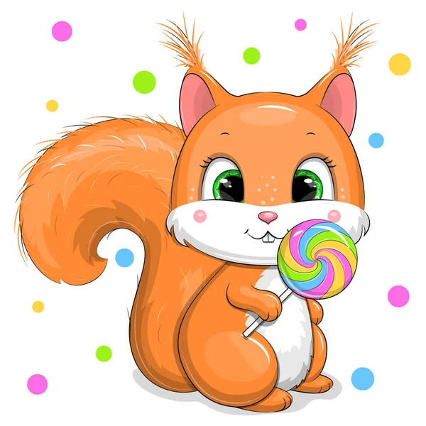 Roztomilá Kreslená Veverka Přírodě Vektorová Ilustrace Zvířetem Stock ...