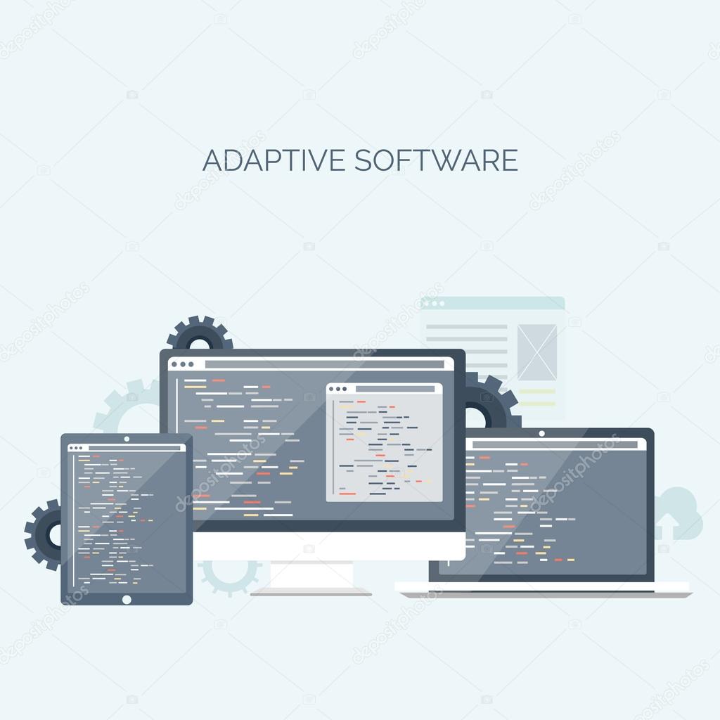 Ilustración vectorial. Fondo plano. Codificación, programación. SEO ...