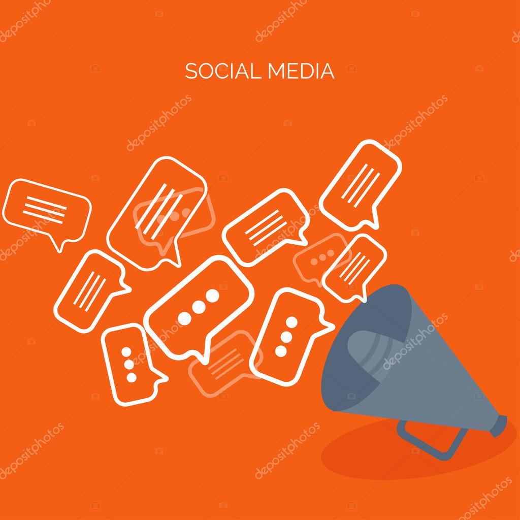 Vector illustration. Flat background. Social media, chatting. Global ...