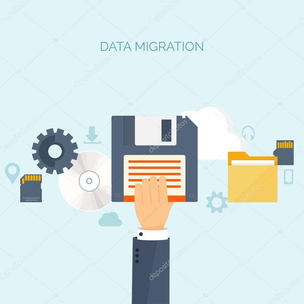 Vector illustration. Flat background. Computing, cloud technology. Data ...