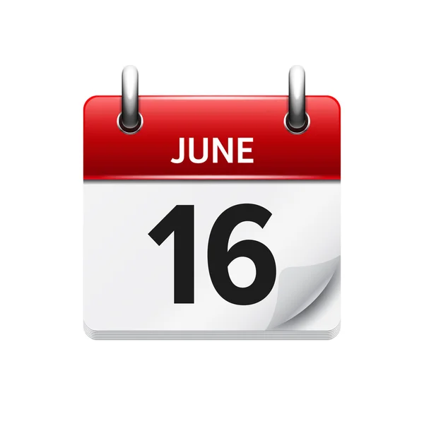 June 15. Vector flat daily calendar icon. Date and time, day, month ...