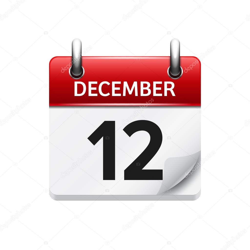 December 12 . Vector flat daily calendar icon. Date and time, day ...
