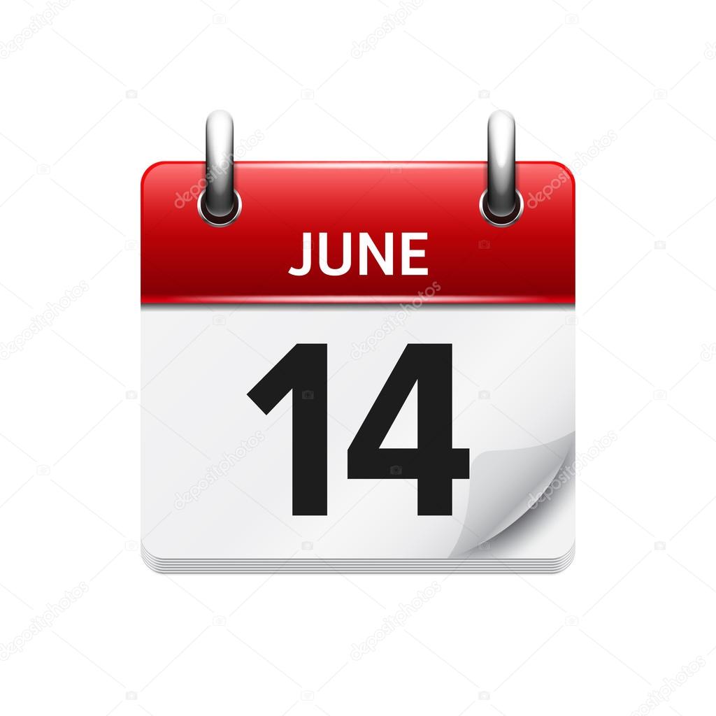 June 14 . Vector flat daily calendar icon. Date and time, day, month ... June 14 . Vector flat daily calendar icon. Date and time, day, month ...