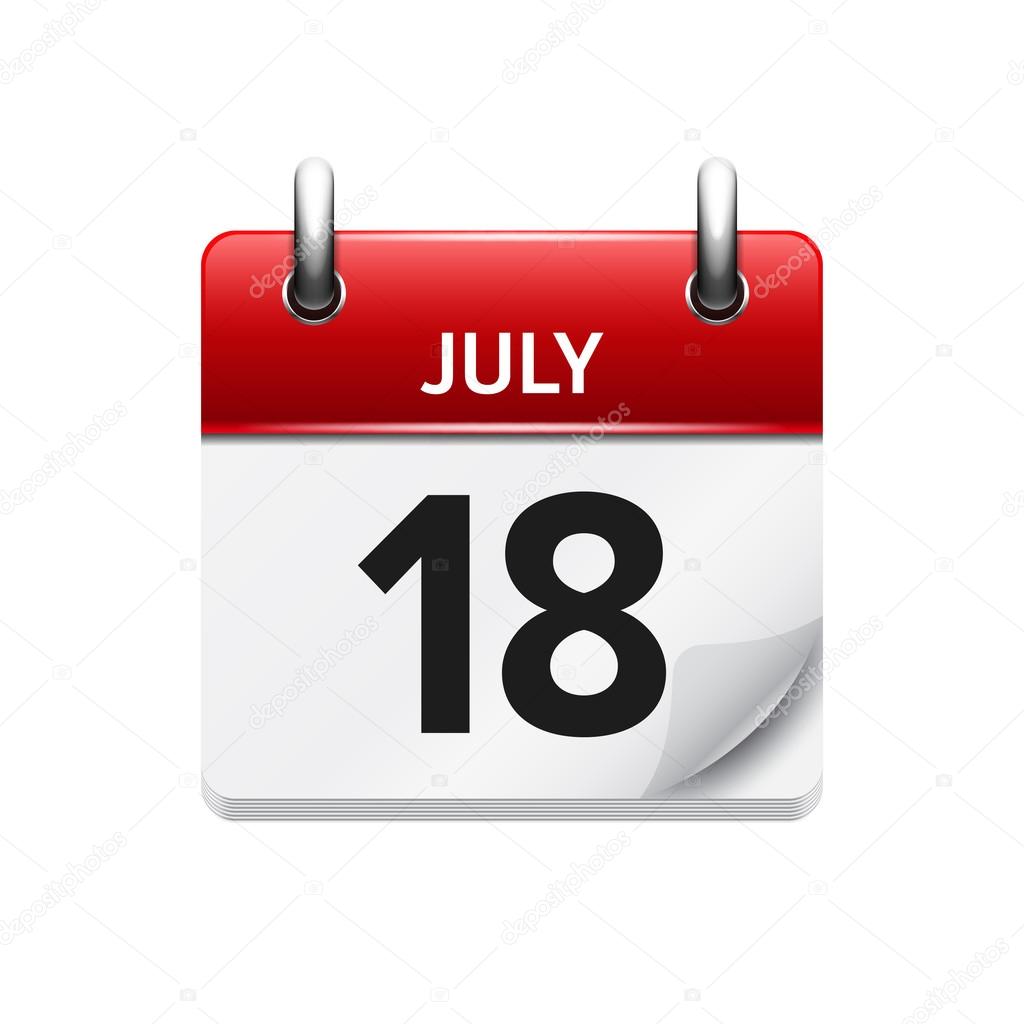 July 18. Vector flat daily calendar icon. Date and time, day, month ...