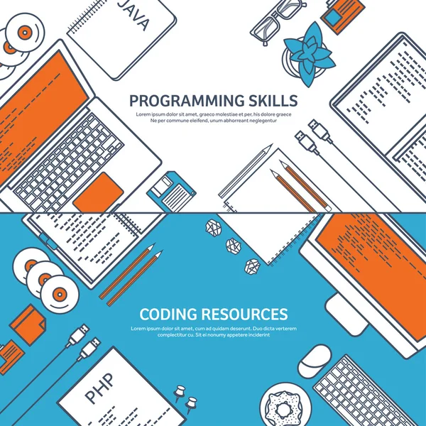 Lined Programming Coding Outline Flat Computing Background Code
