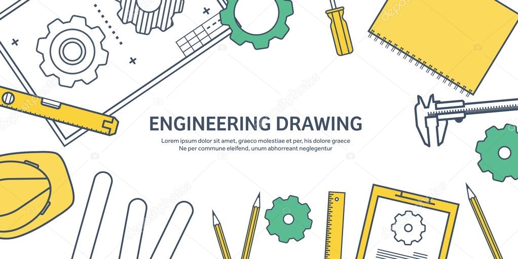 Lined, outline. Vector illustration. Engineering and architecture ...