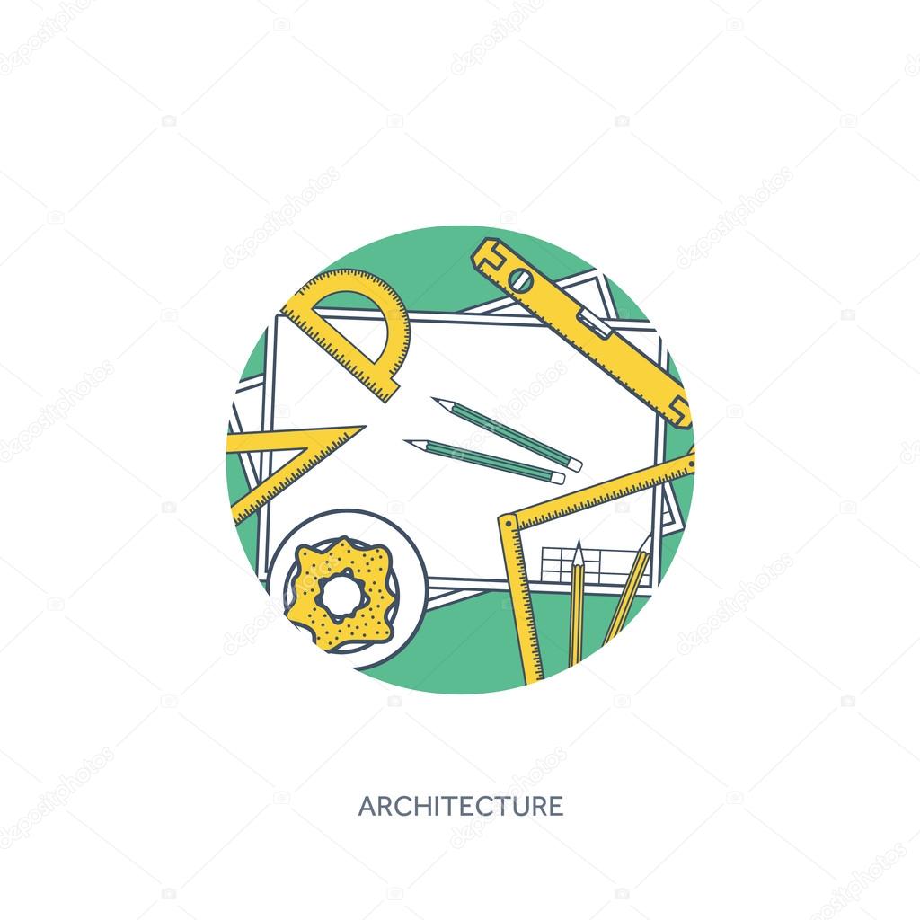 Lined, outline vector illustration. Engineering and architecture ...