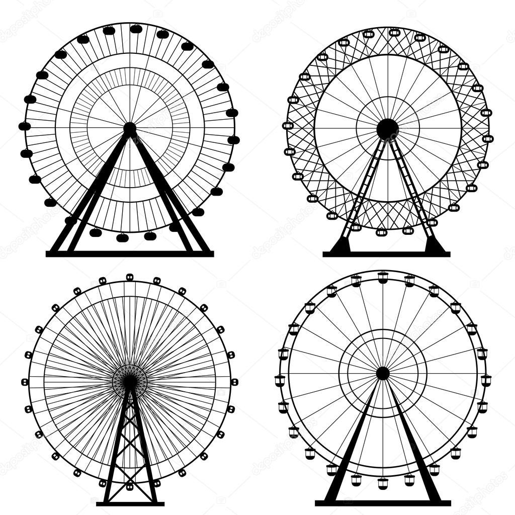 Ferris wheel silhouette, circle. Carnival. Funfair background.Carousel ...