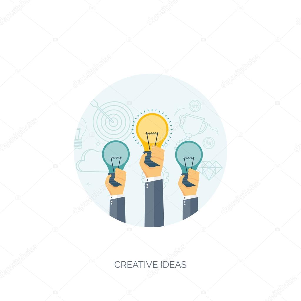 Vector illustration. Flat backgrounds set. New ideas, smart solutions ...