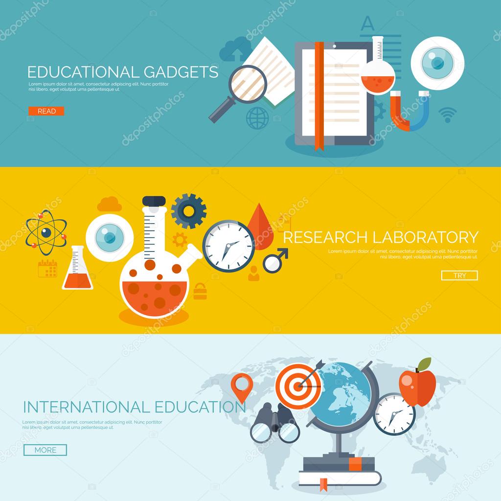 Vector illustration. Flat backgrounds set. Distance education,learning ...