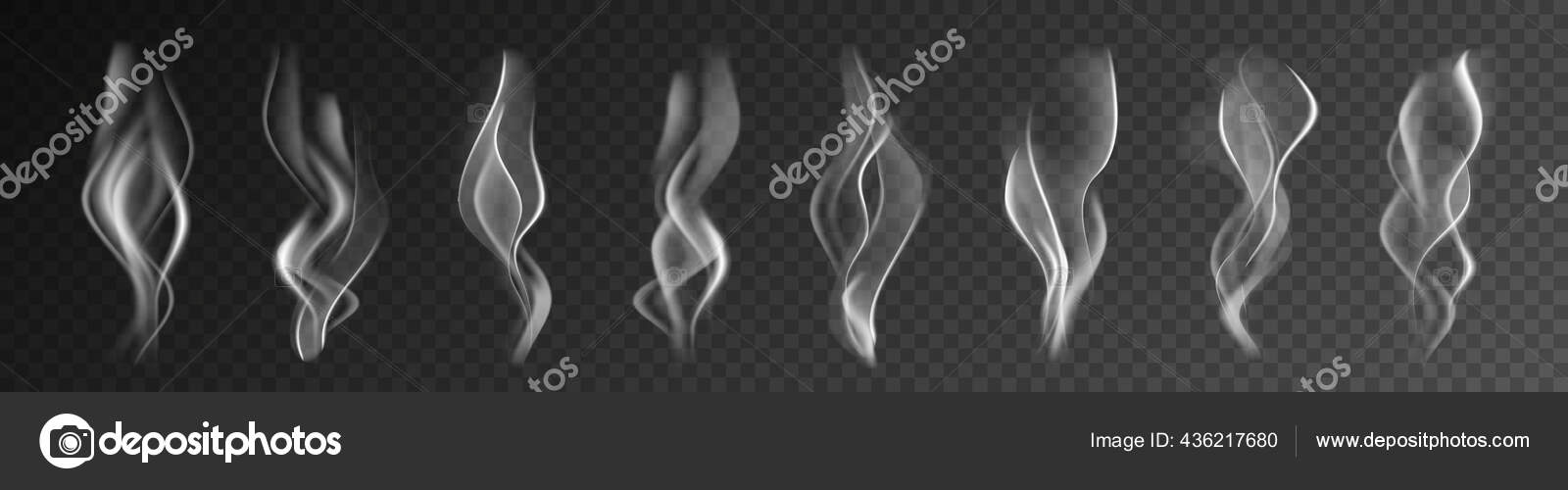 Realistic cigarette smoke. Vapor in air, steam flow. Fog, mist effect ...