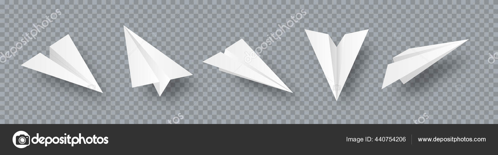 Realistic handmade paper planes collection on transparent background ...