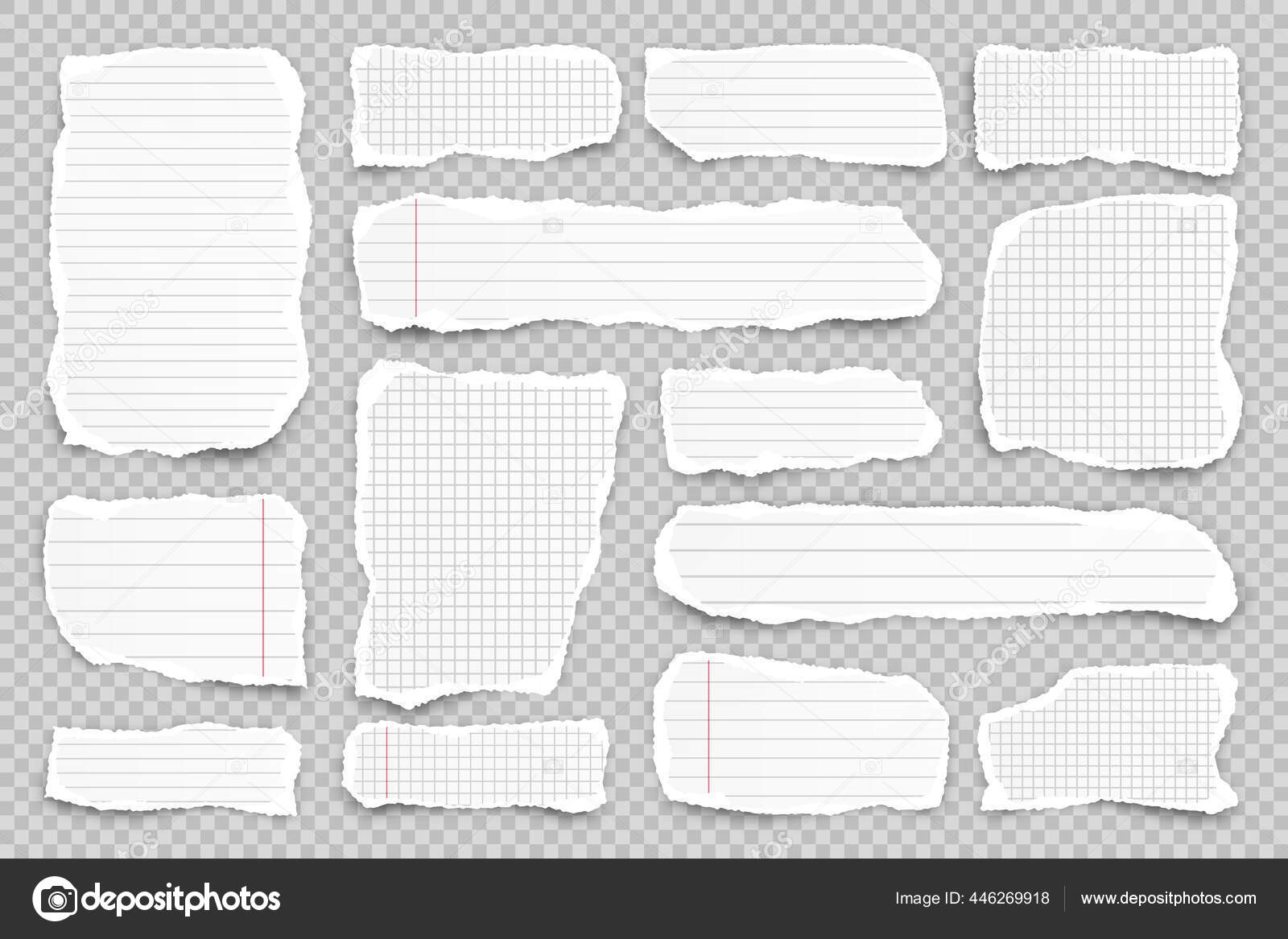 Ripped paper strips on transparent background. Realistic crumpled paper ...