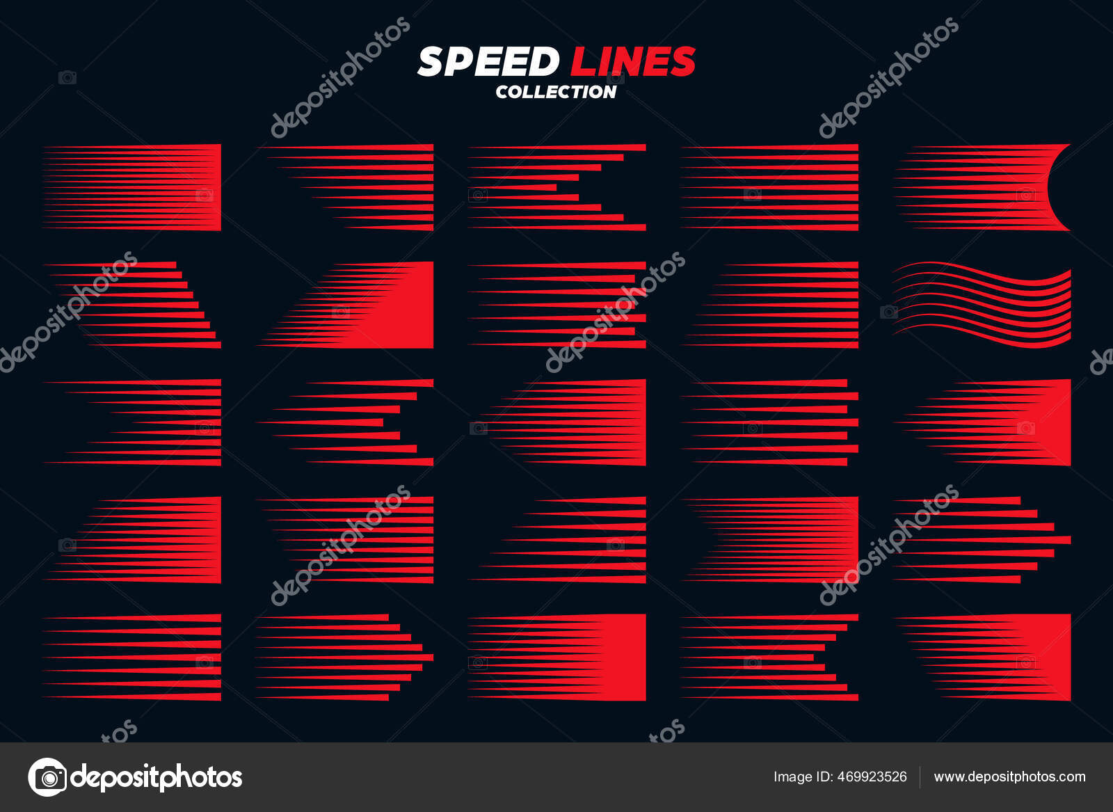 Red comic speed lines signs collection. Motion elements for your design ...