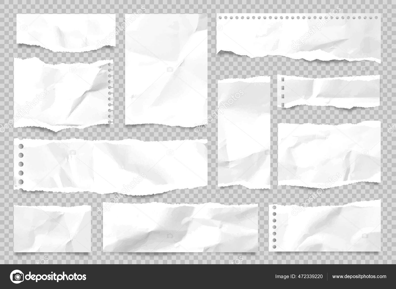 Ripped paper strips isolated on transparent background. Realistic ...