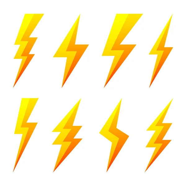 Yellow lightning bolt icons collection. Flash symbol, thunderbolt ...