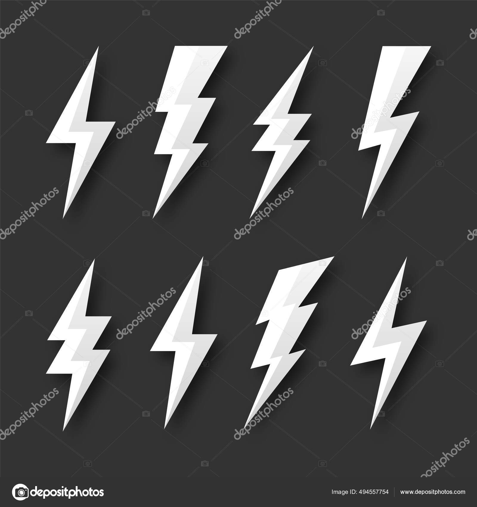 Lightning bolt icons collection. Flash symbol, thunderbolt. Simple ...