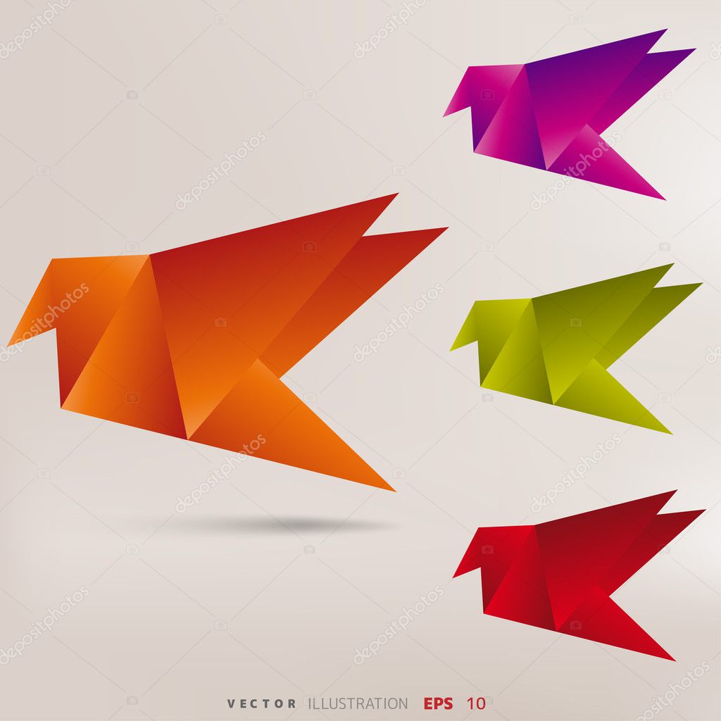 Origami paper birds Stock Vector by ©floral_set 56711009