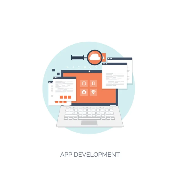 Vector Illustration Flat Computing Background Programming Coding Web Development And Search