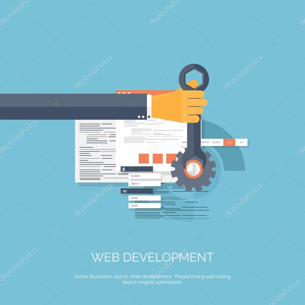 Vector illustration. Flat computing background. Programming,coding. Web ...