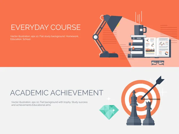 Vector illustration. Flat study backgrounds set. Education and online ...