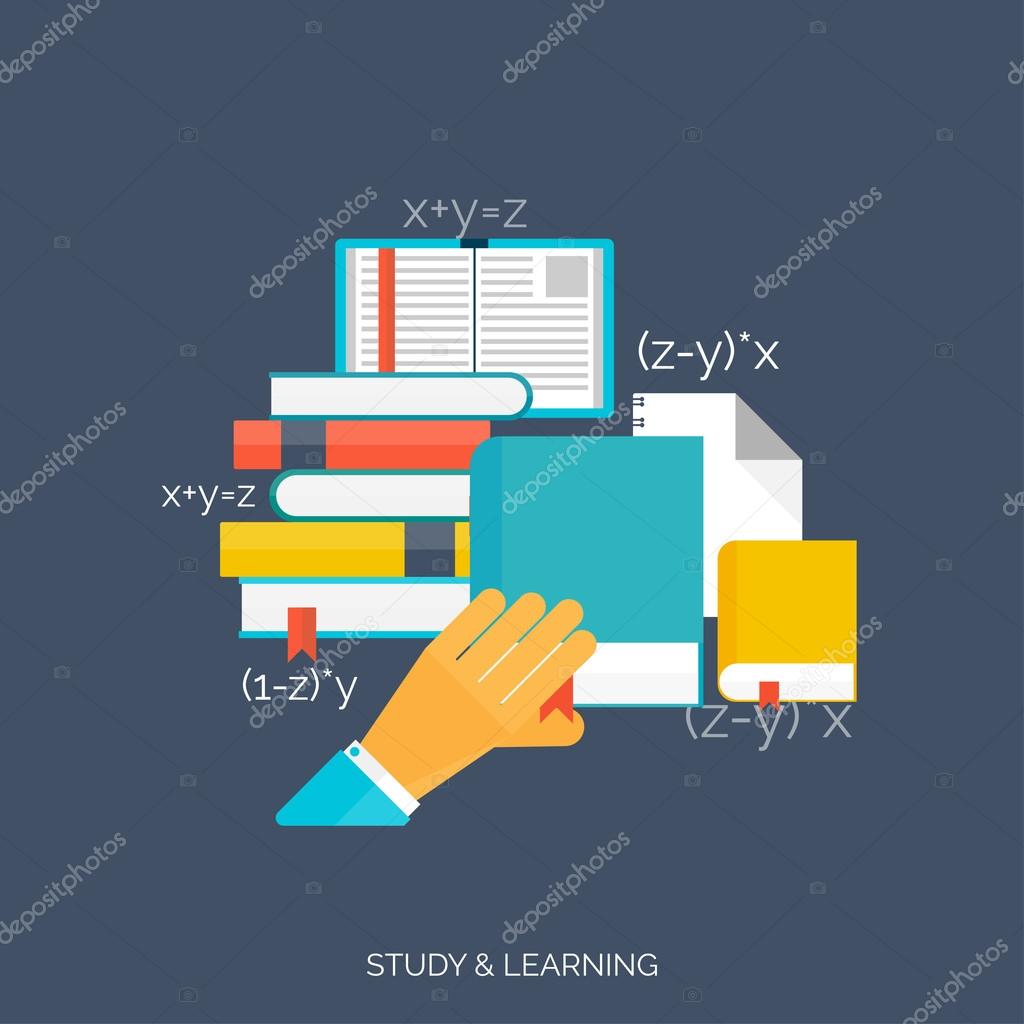 Flat concept education background. Back to school. Distance learning ...