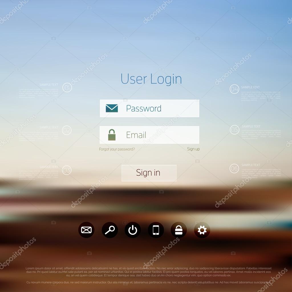 Login form page. with blurred background. Web site template, ui element. Stock Vector Image by ...