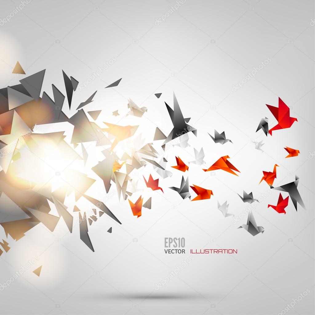 Origami paper bird on abstract background Stock Vector Image by ©floral ...