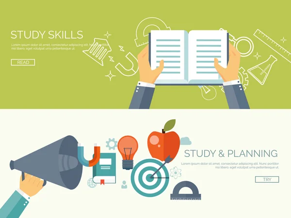 Vector illustration. Flat backgrounds set. Distance education,learning ...