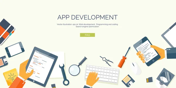 Vector illustration. Flat header.Distance education and learning. Online courses and web school ...