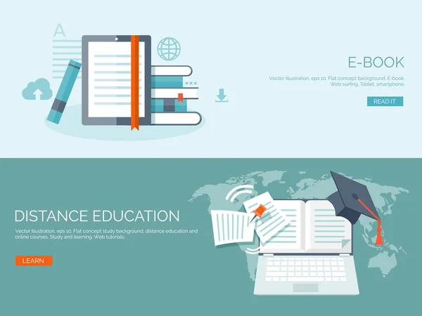 Flat concept education backgrounds set. Back to school. Distance ...