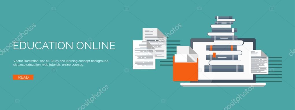 Vector illustration. Flat study backgrounds set. Education and online ...