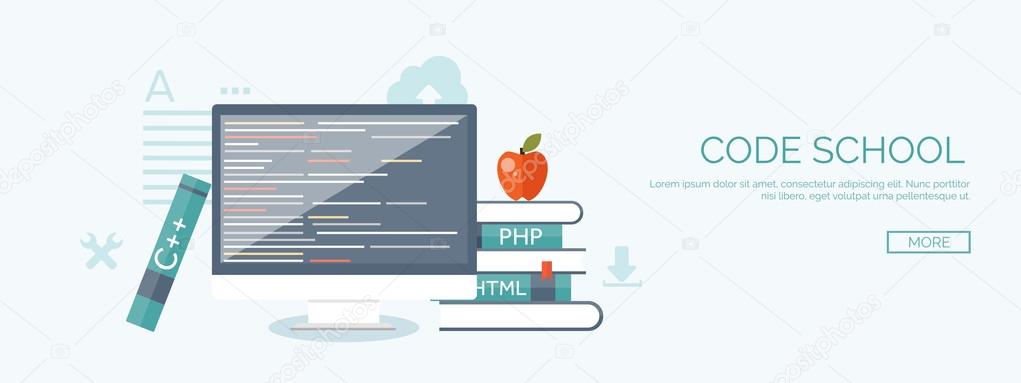 Ilustración vectorial. Fondo plano. Codificación, programación. SEO ...